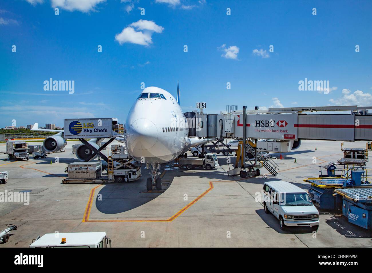 Lufthansa Boeing 747 ready for boarding at the Los Angeles ...