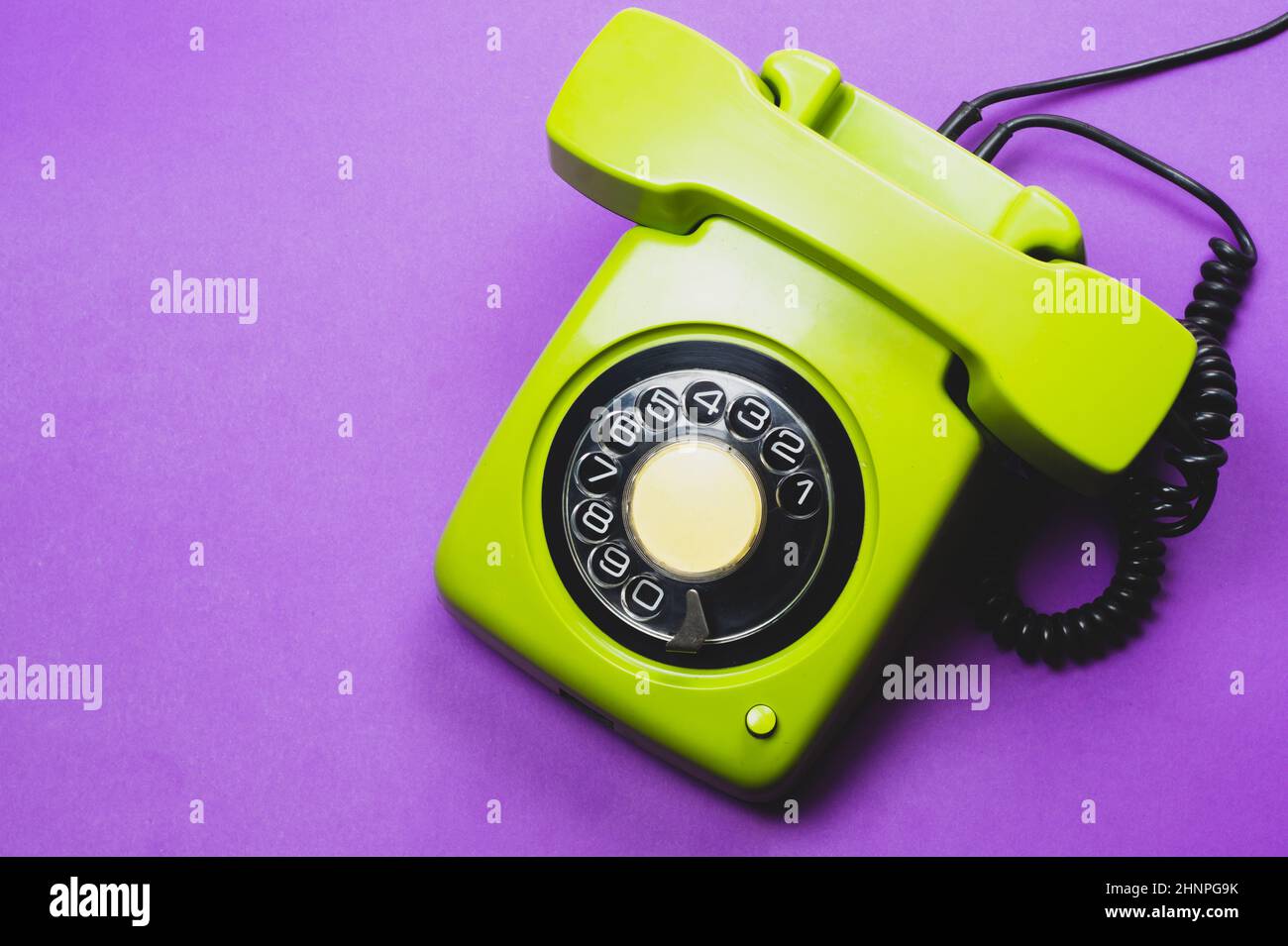 Classic phone with handset. vintage green telephone with phone receiver ...