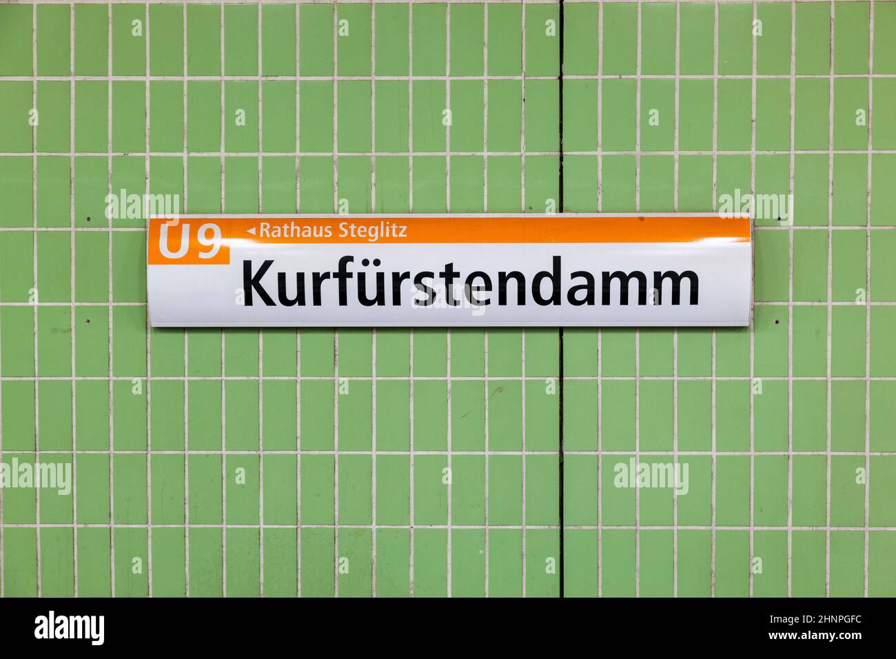 metro sign Kurfuerstendamm Line U9 in the station Stock Photo - Alamy