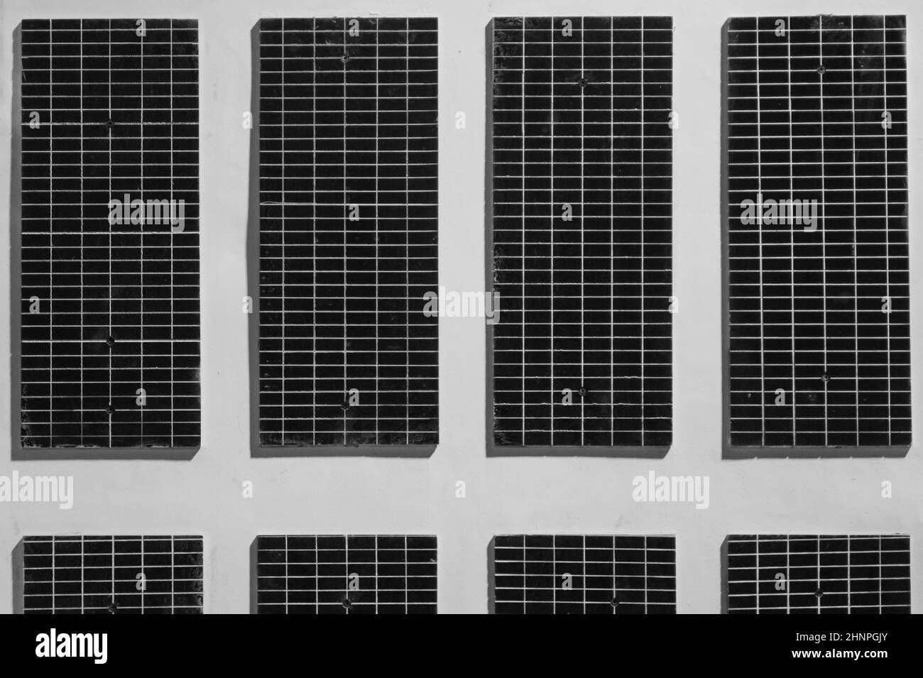 Solar panels pattern texture background black and white Stock Photo - Alamy