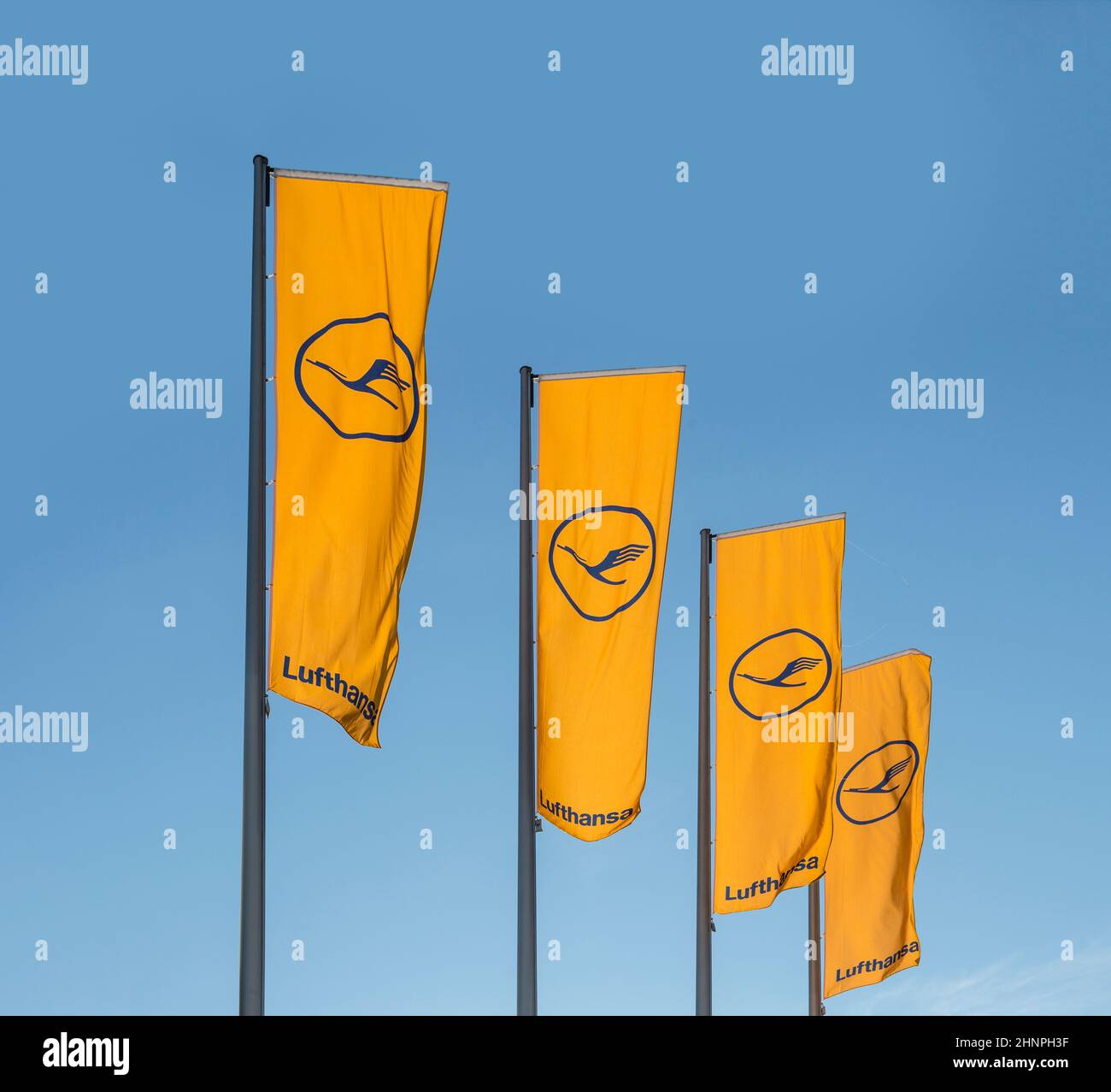 Lufthansa flag with Lufthansa symbol Stock Photo - Alamy