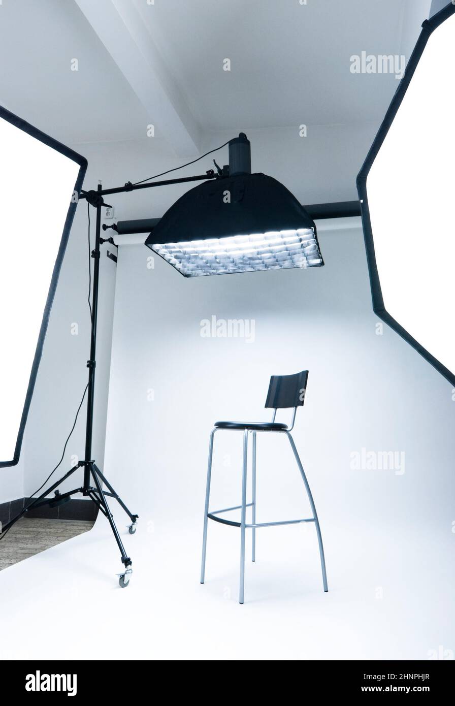 Photo studio setup with lighting equipment Stock Photo - Alamy