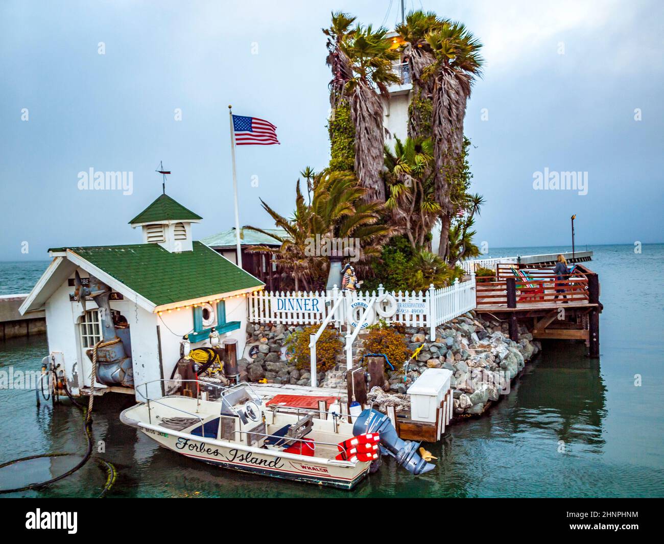 tourists visit Forbes Island, now closed. It was a restaurant between ...