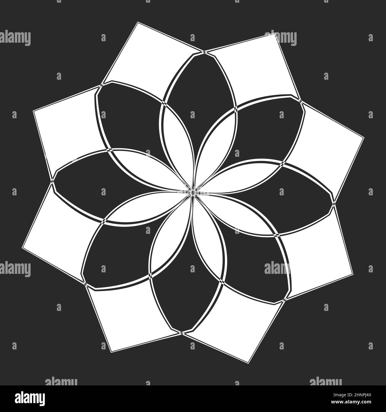 Radiating mandala. Circular geometric motif, icon, shape - stock vector ...