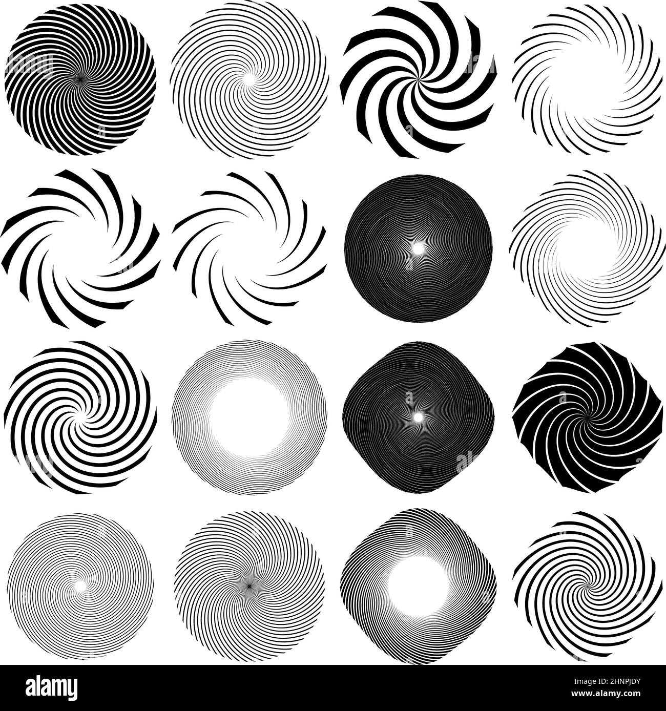 Twist, whirlwind, whirlpool elements. Vortex, volute element set ...