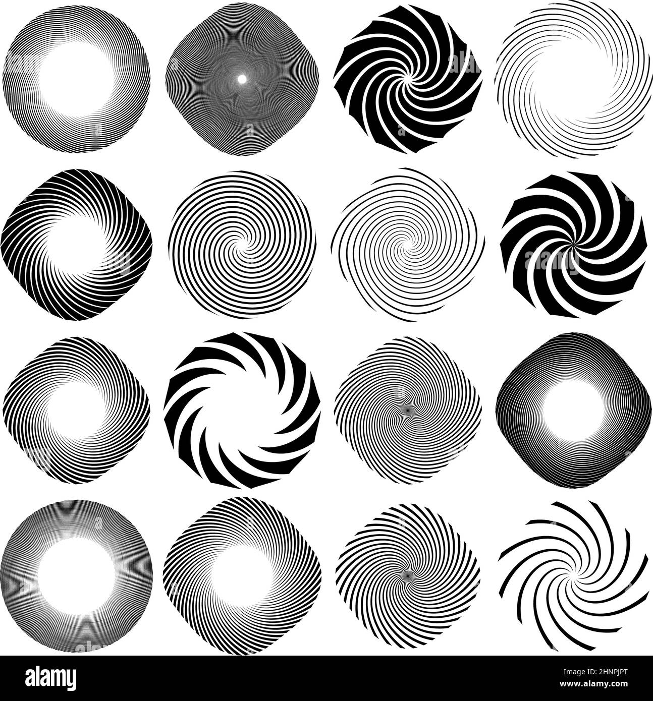 Twist, whirlwind, whirlpool elements. Vortex, volute element set ...