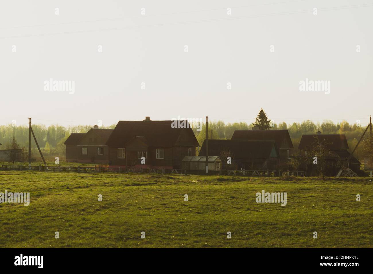 Countryside view with village house. houses in the filed Stock Photo ...
