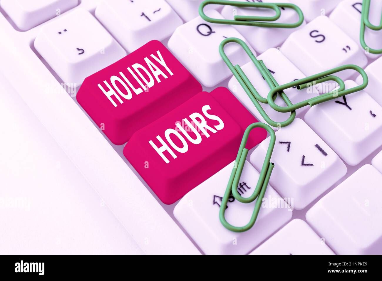 Text caption presenting Holiday Hours, Conceptual photo Overtime work ...