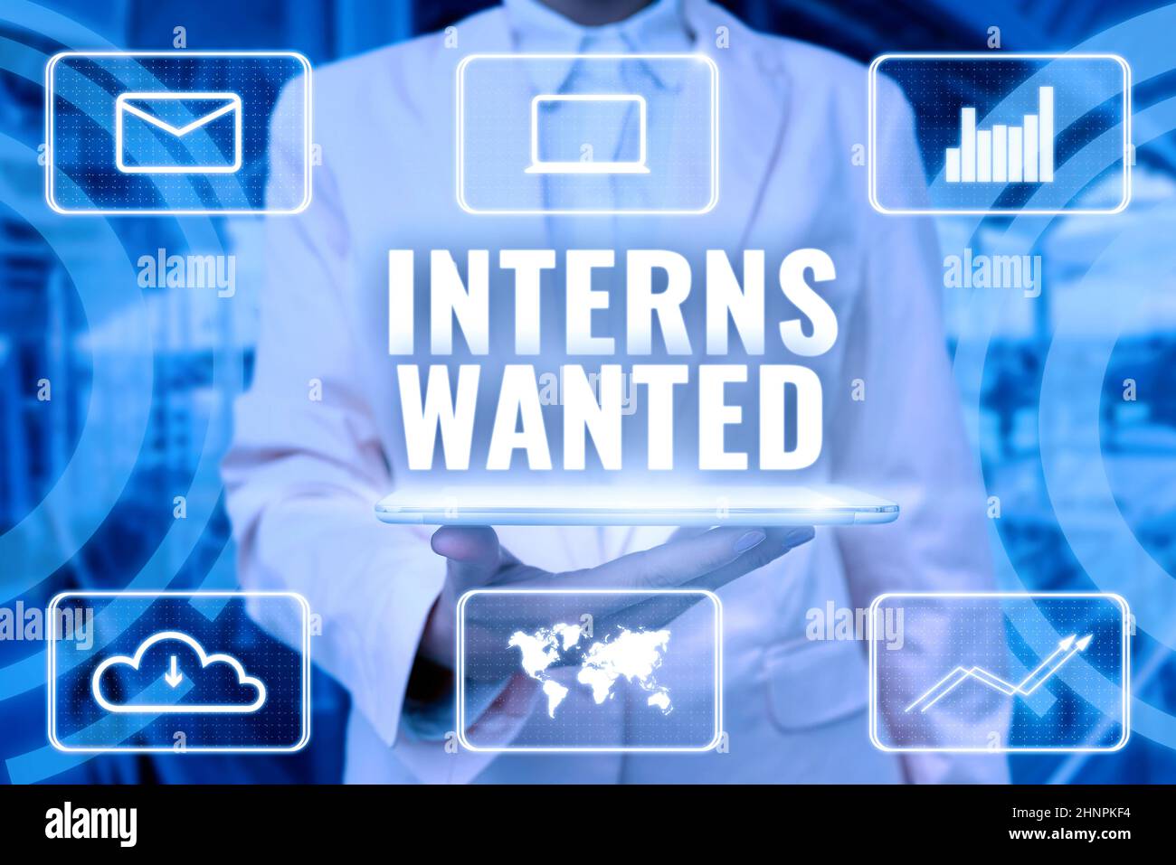 Text sign showing Interns Wanted, Business overview Looking for on the ...