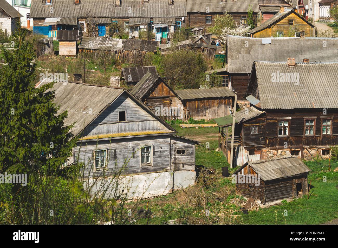 Rural landscape. countryside village with various houses background ...