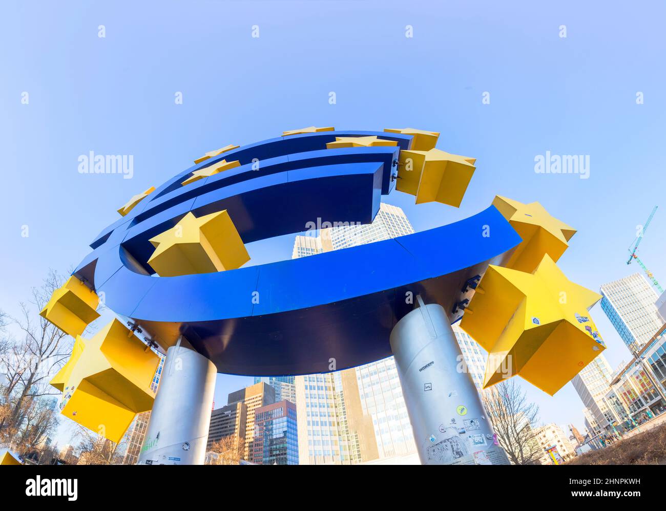euro symbol stands in front of the old european central bank Stock ...