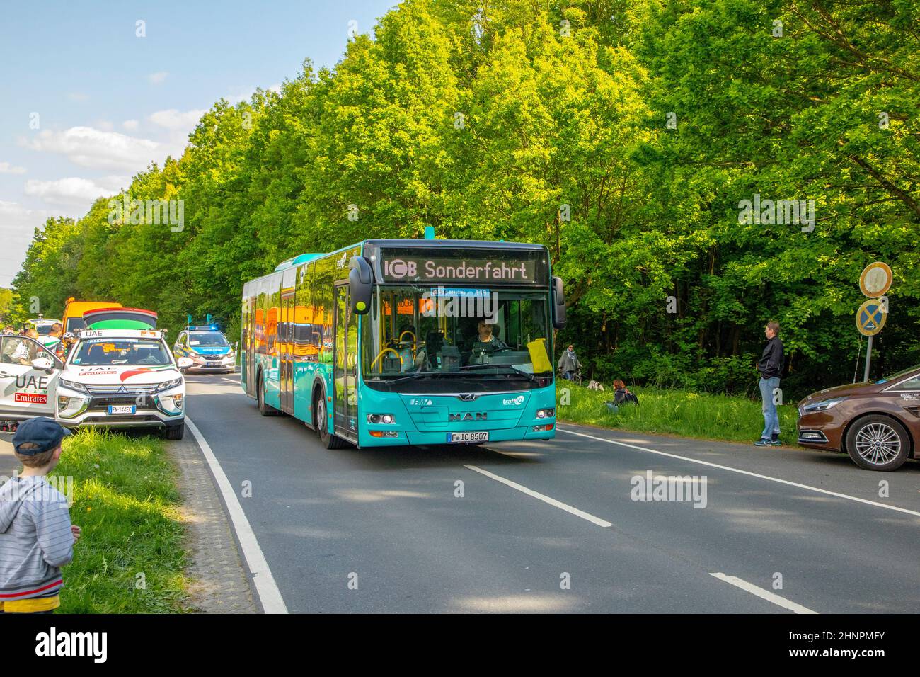 broom car of the famous race Frankfurt - Eschborn in Schwalbach Stock ...