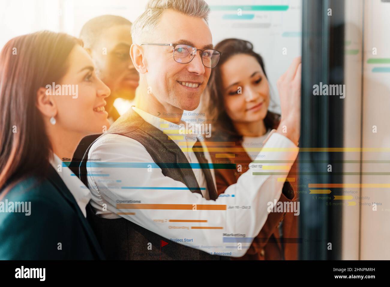 Business people work together as teamwork and partner with stickers ...