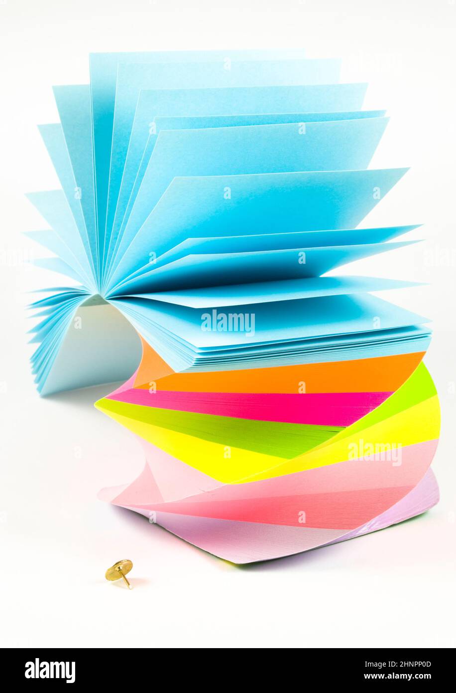 Colorful sticky notes with thumbtack isolated on white background Stock ...