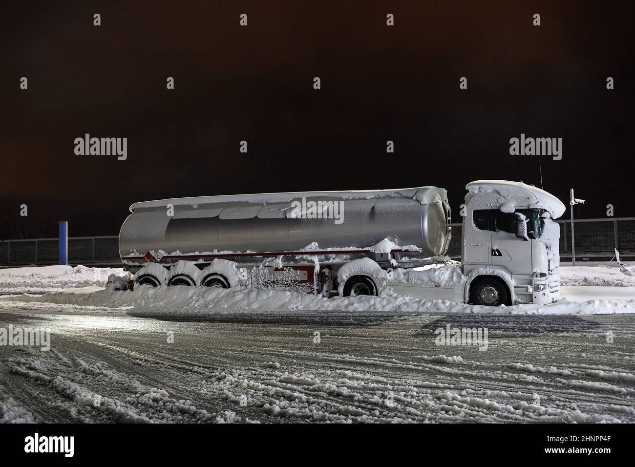 Cargo Truck In Snow Stock Photo - Alamy
