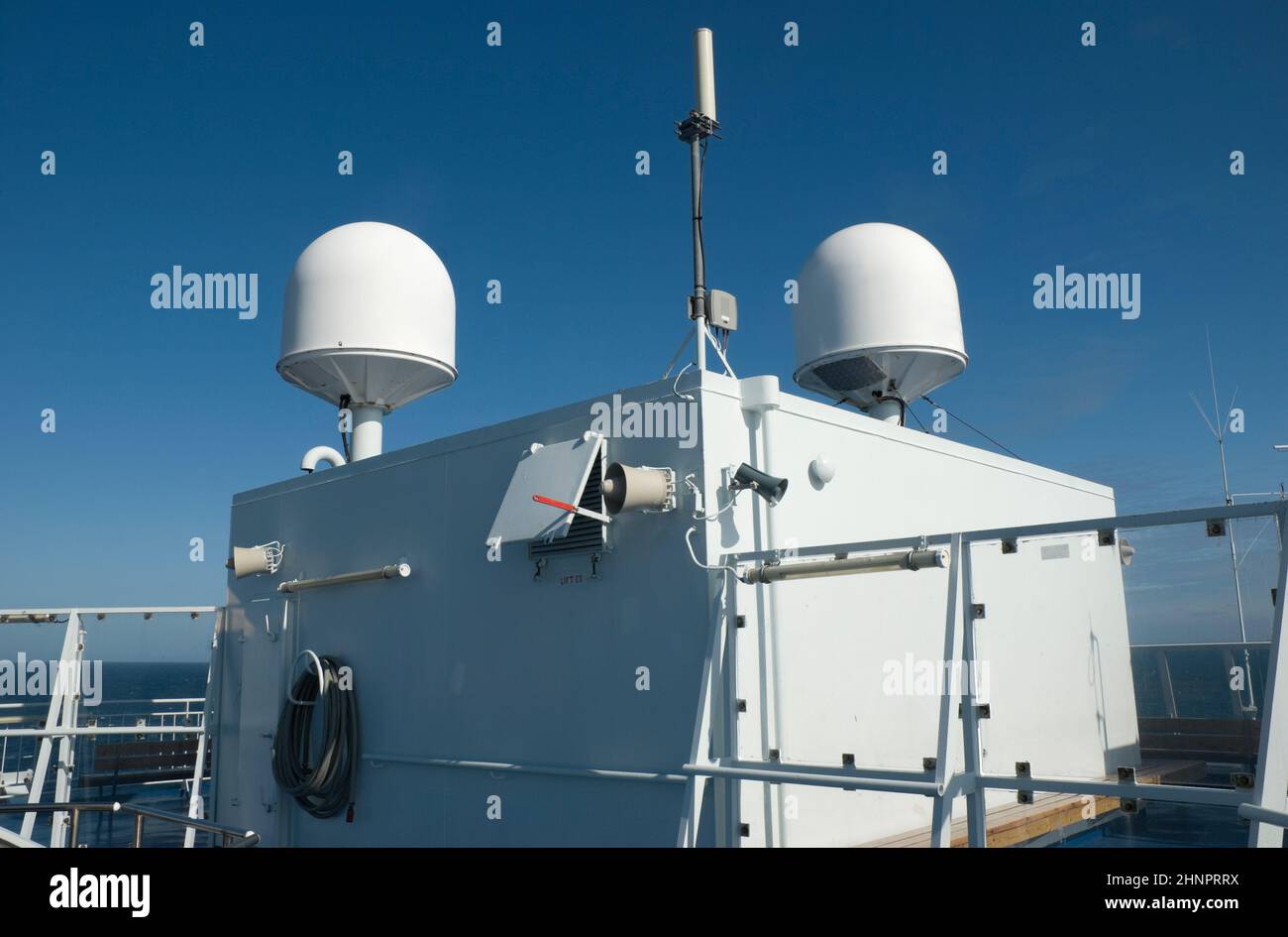 Communication antennas onboard a passenger cruise ship Stock Photo - Alamy