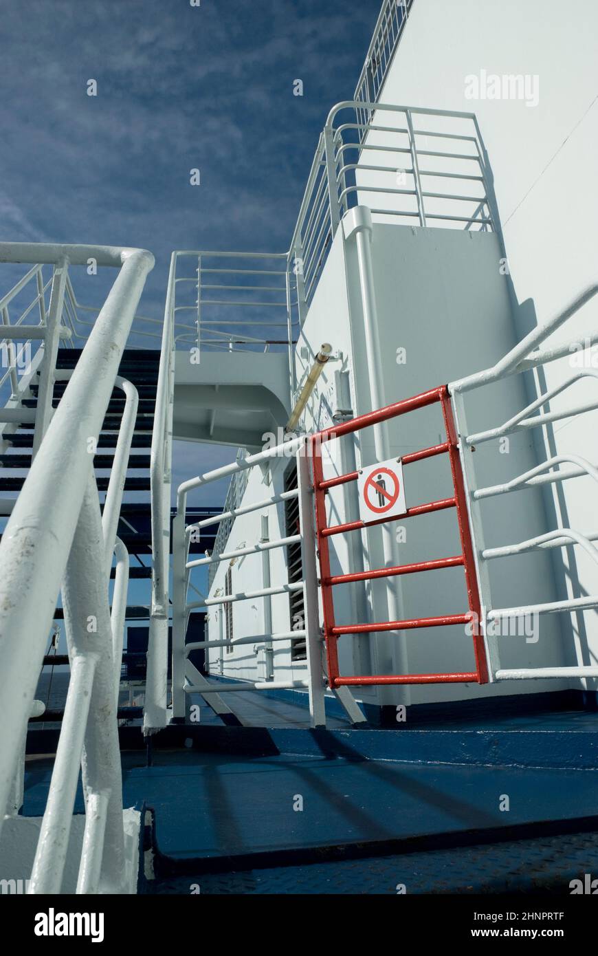 No entry sign and steps onboard a big car ferry Stock Photo - Alamy
