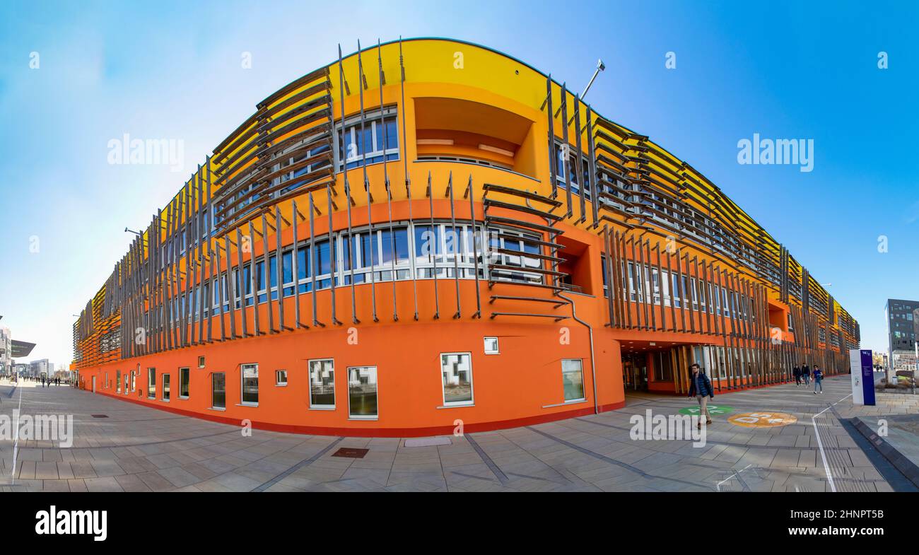 Great view on modern buildings of the campus of The Vienna University ...
