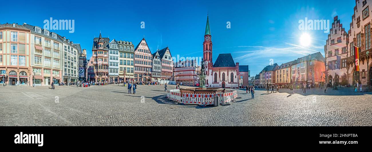 Romerberg (Romerplatz) with old Half-timbered houses. Romerberg is the ...