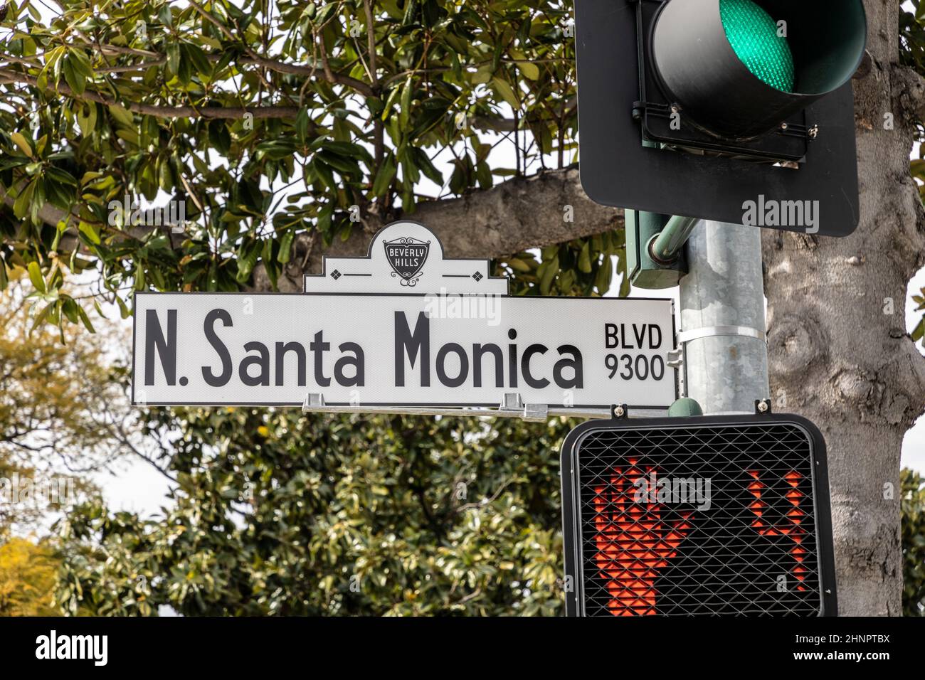 street name North Santa Monica boulevard in Beverly hills Stock Photo ...
