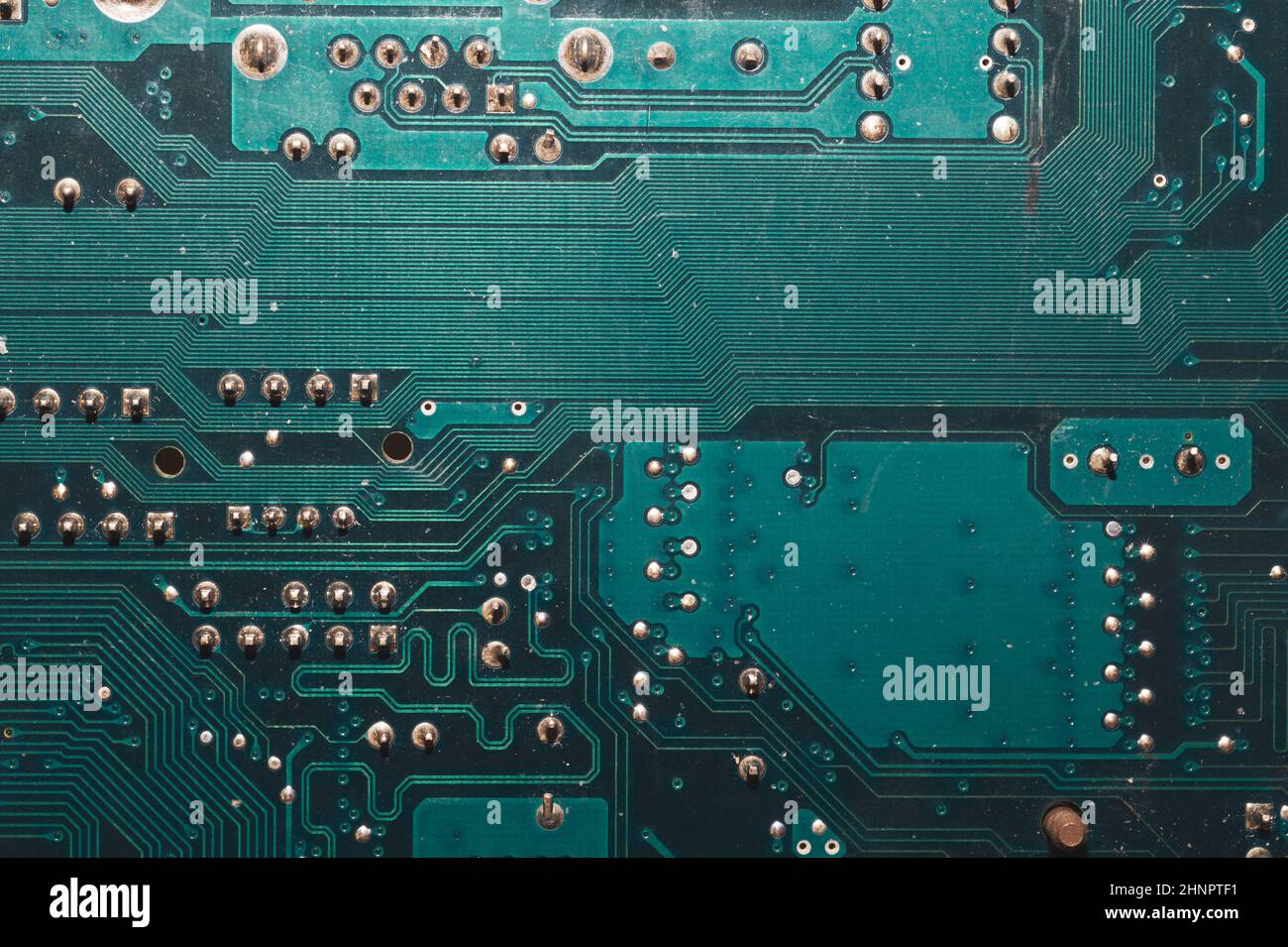 Dusty circuit board. computer motherboard close up. modern technologies ...