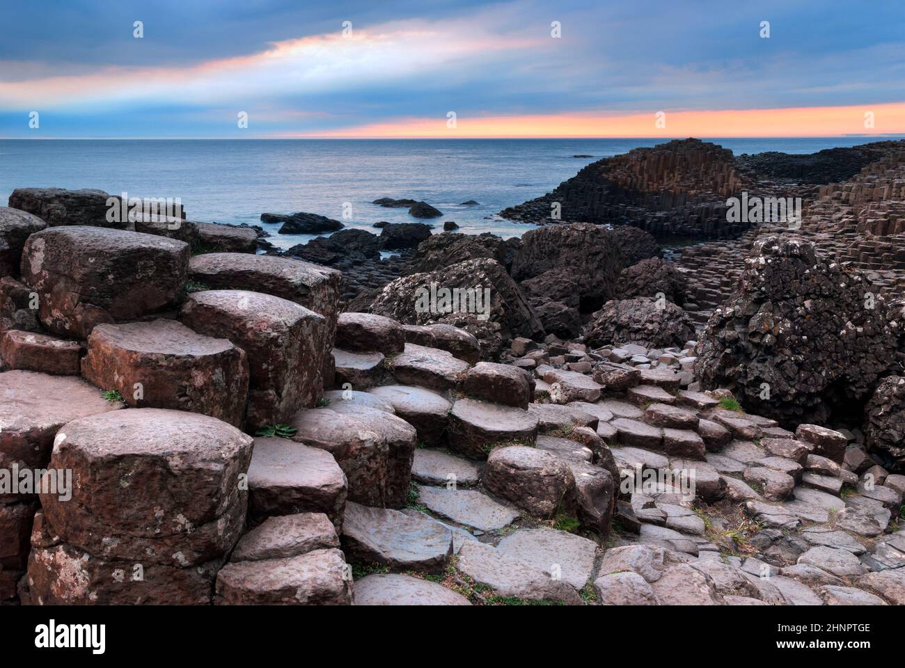 Giants Causeway unique basalt rock formation in Northern Ireland Stock ...