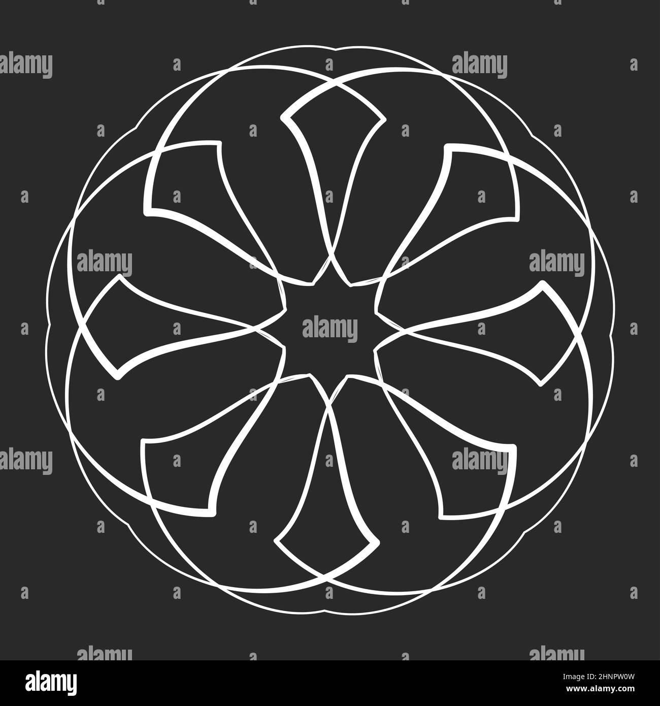 Radiating mandala. Circular geometric motif, icon, shape - stock vector ...