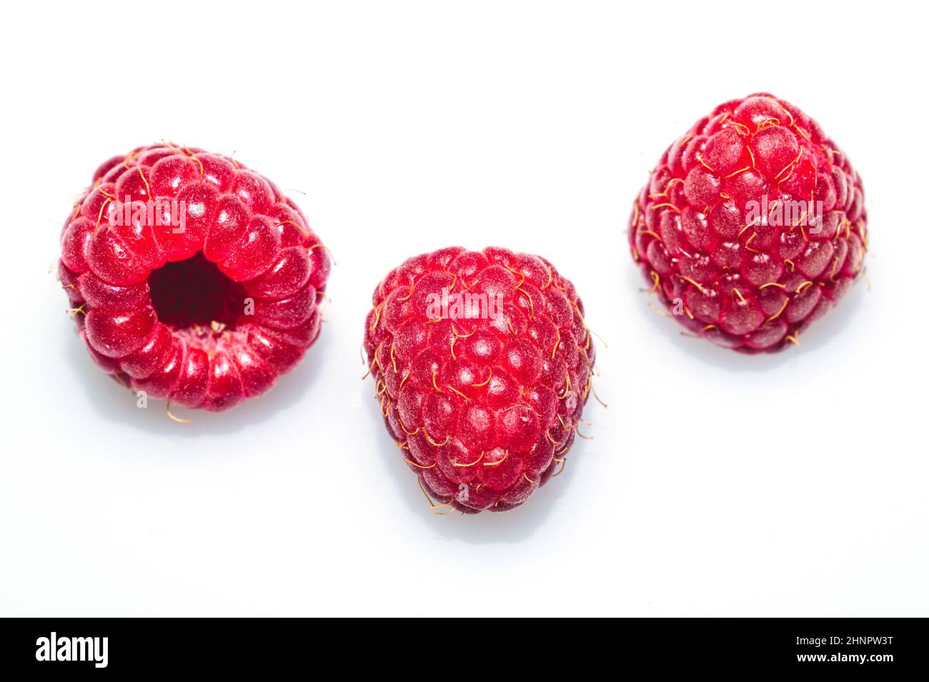 Fresh raspberry isolated on white. ripe raspberries. red berry macro ...