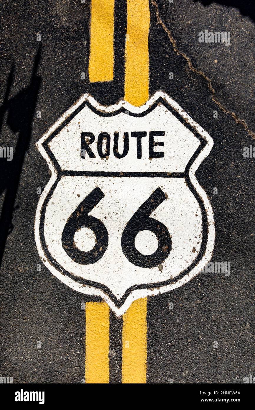 route 66 sign at the street Stock Photo - Alamy
