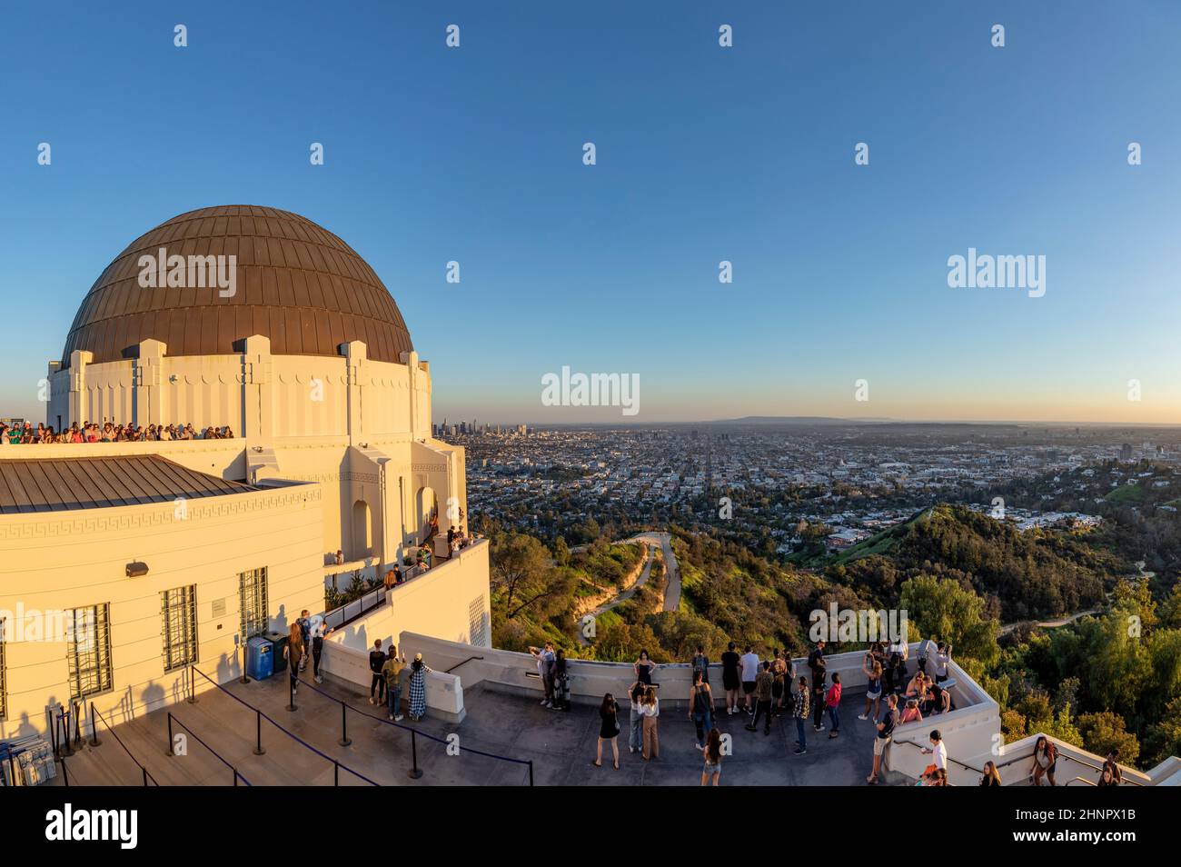 People at Griffith Observatory in Los Angeles in sunset time Stock ...