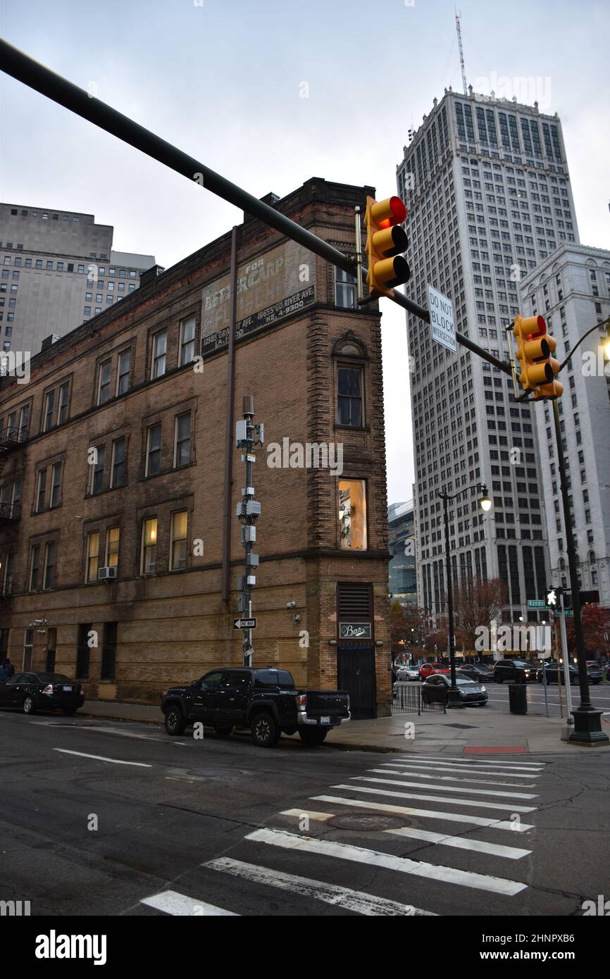 The Reid Building (Flatiron building) in downtown Detroit, Michigan ...
