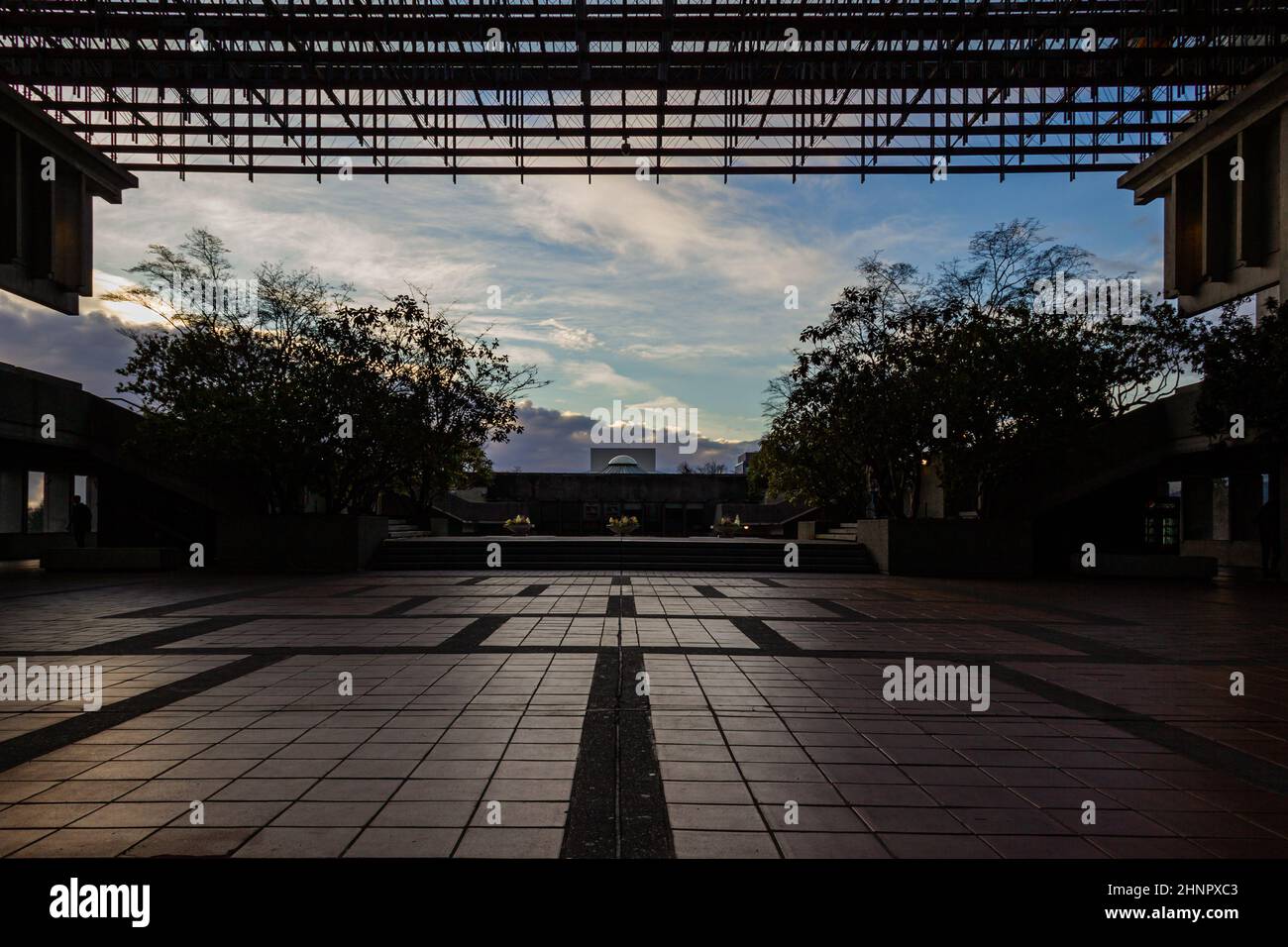 Scenic view of the architectural design and art at Simon Fraser ...