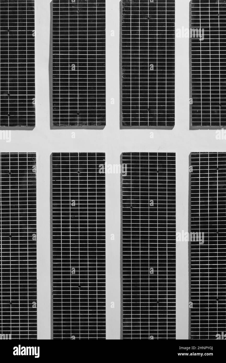 Solar panels pattern texture background black and white Stock Photo - Alamy