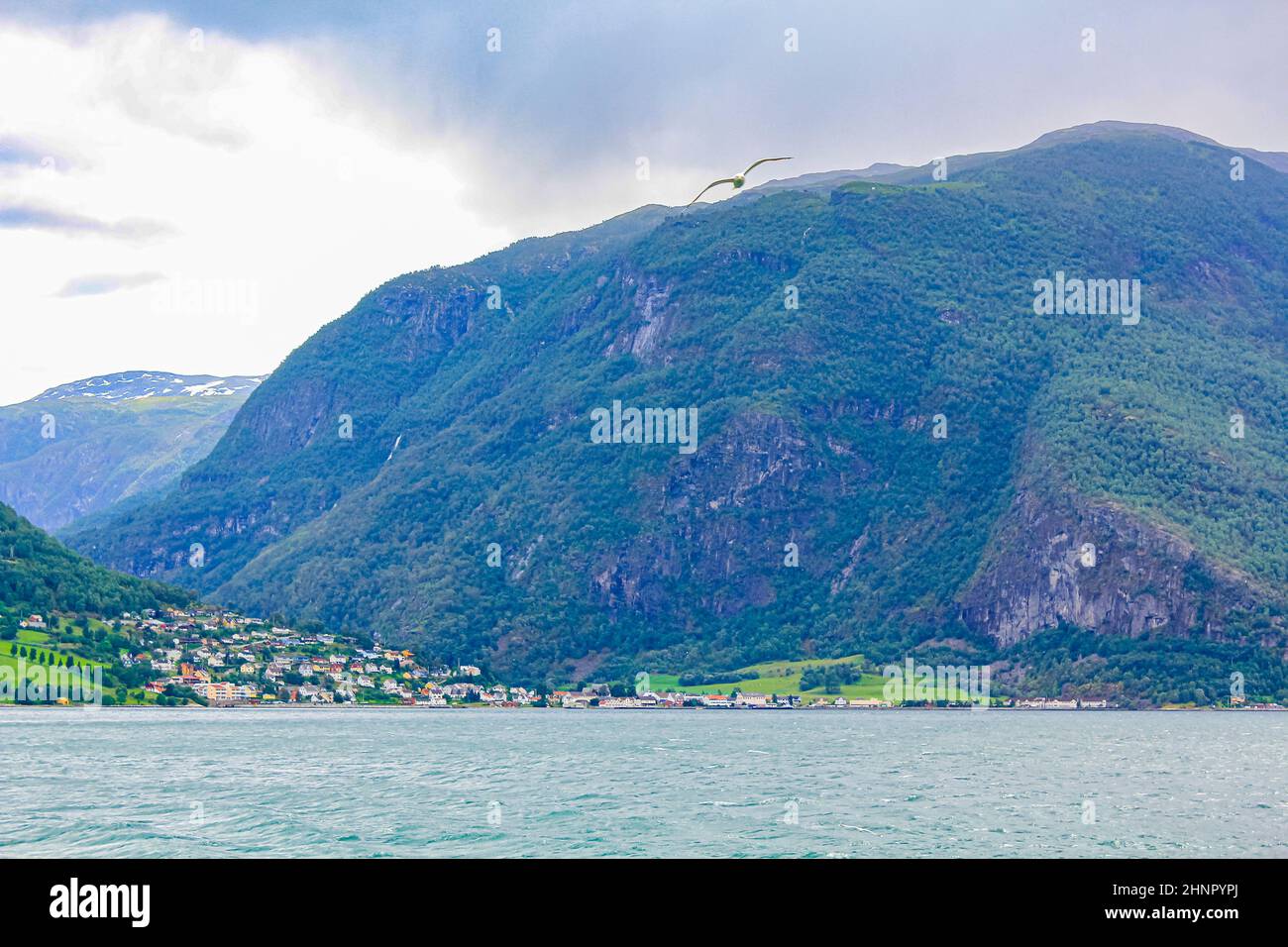 Norwegian beautiful mountain and fjord landscape in Aurlandsfjord ...