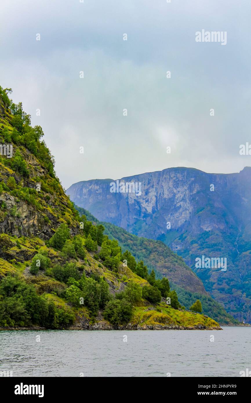 Norwegian beautiful mountain and fjord landscape in Aurlandsfjord ...