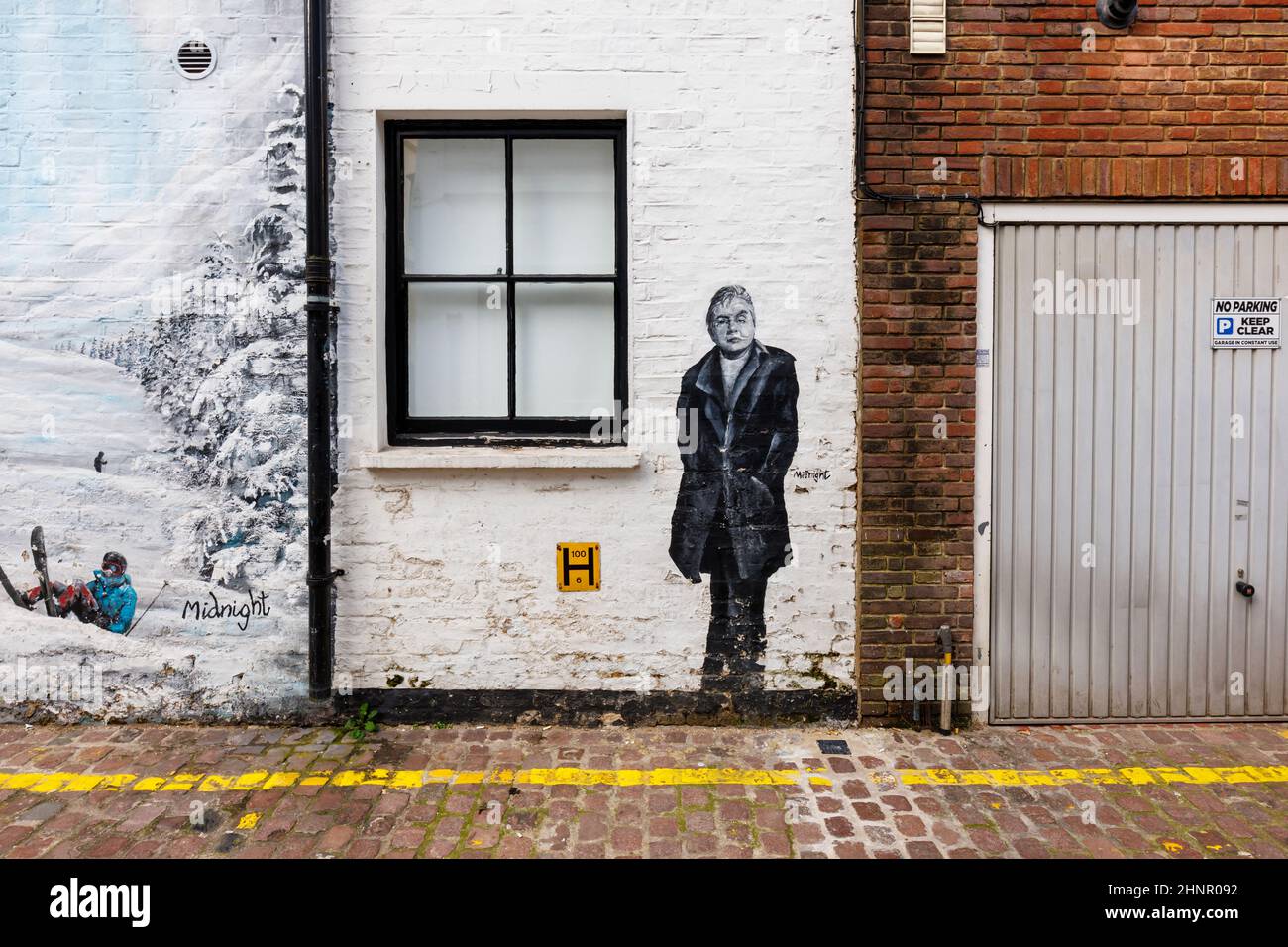 Portrait of famous gay artist Francis Bacon on a wall that the junction ...