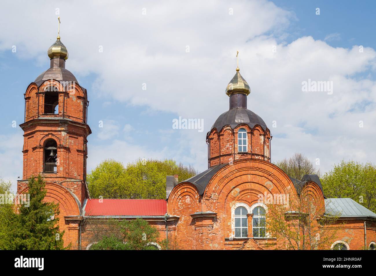 Beautiful old church tower with the cross background Stock Photo - Alamy