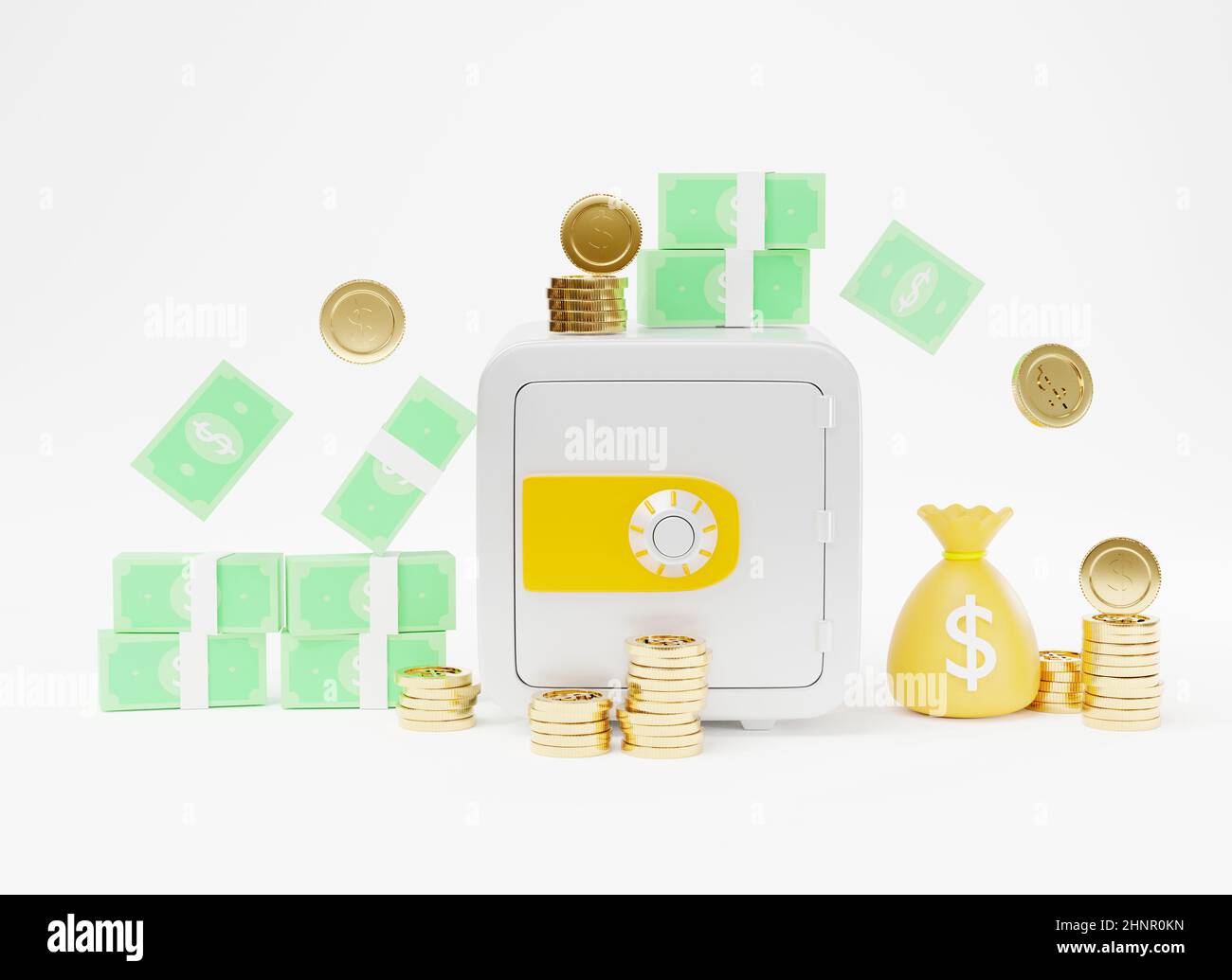 Security metal safe bank save vault deposit box with coins money ...