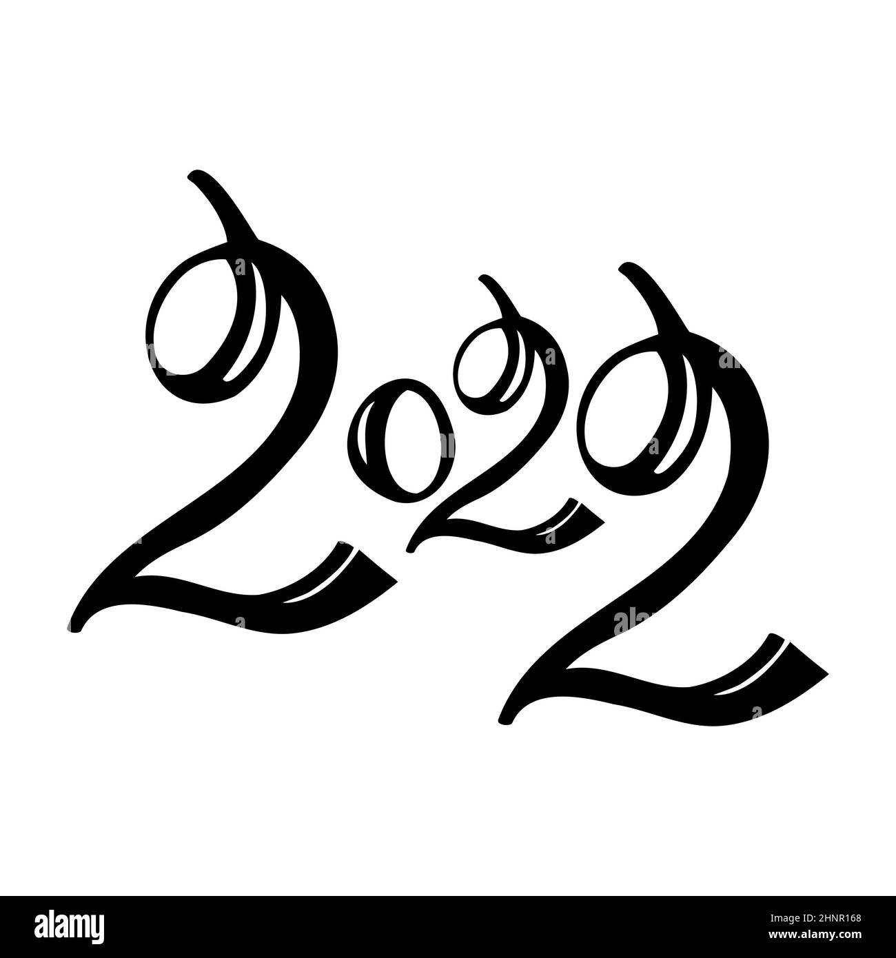 Black numbers 2022 Year of the tiger upcoming New Year holiday - Vector ...