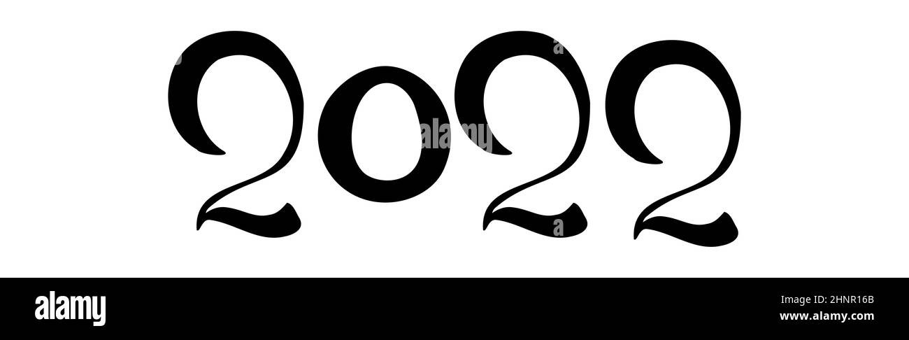Black numbers 2022 Year of the tiger upcoming New Year holiday - Vector ...