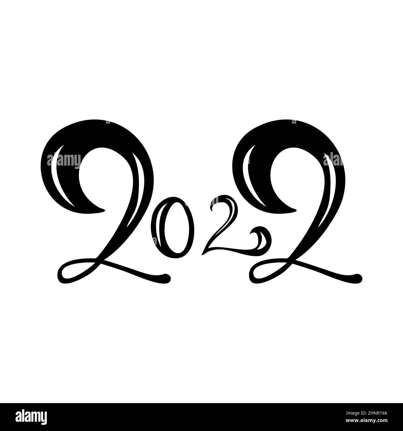 Black numbers 2022 Year of the tiger upcoming New Year holiday - Vector ...