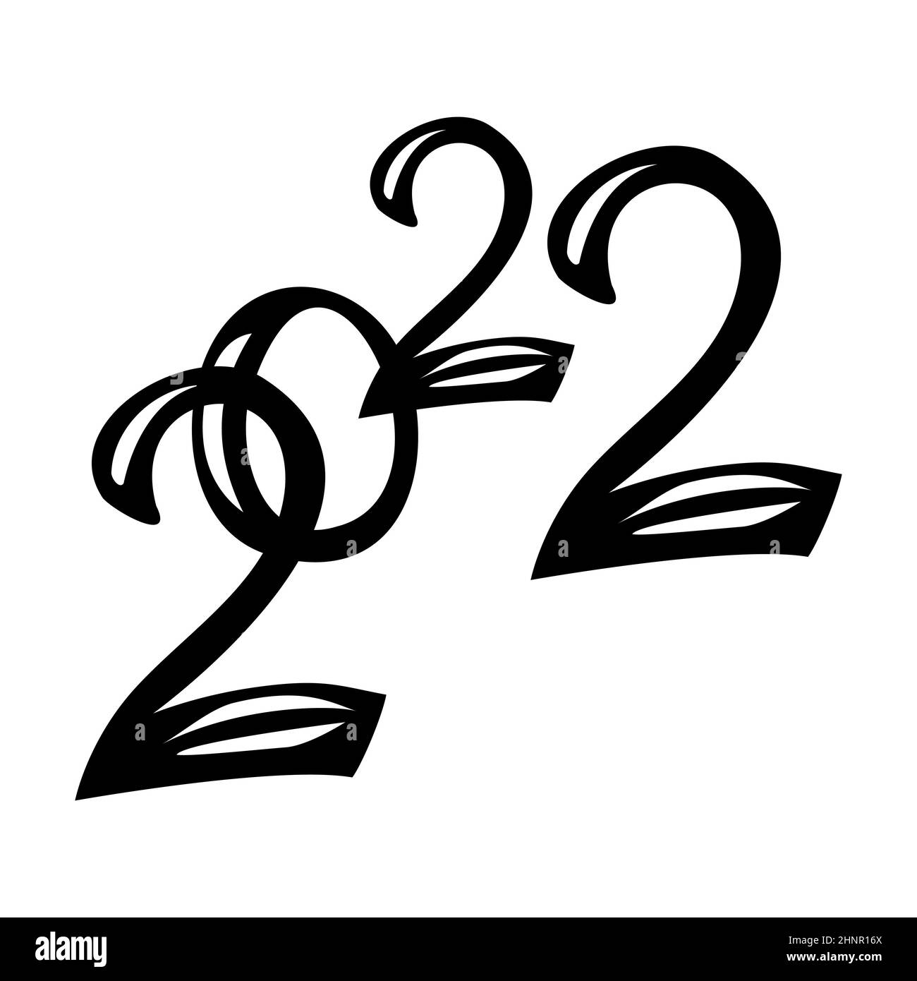 Black numbers 2022 Year of the tiger upcoming New Year holiday - Vector ...