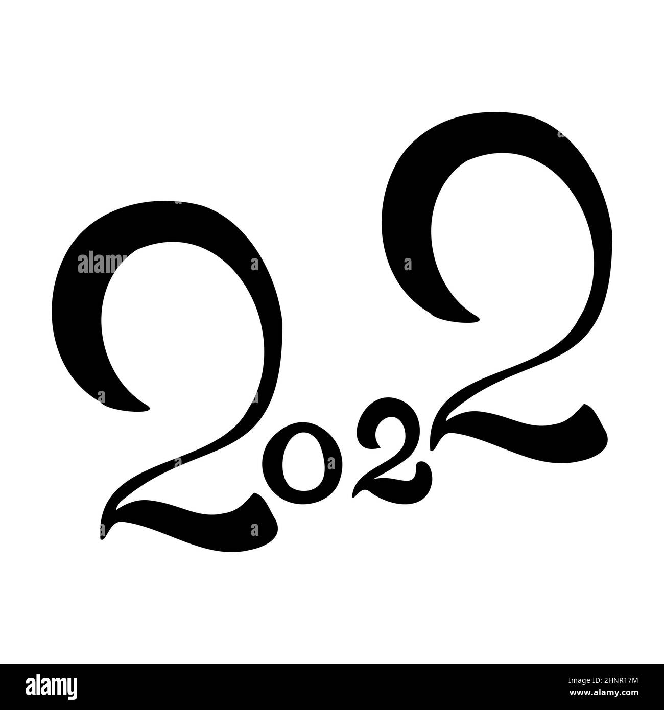 Black numbers 2022 Year of the tiger upcoming New Year holiday - Vector ...