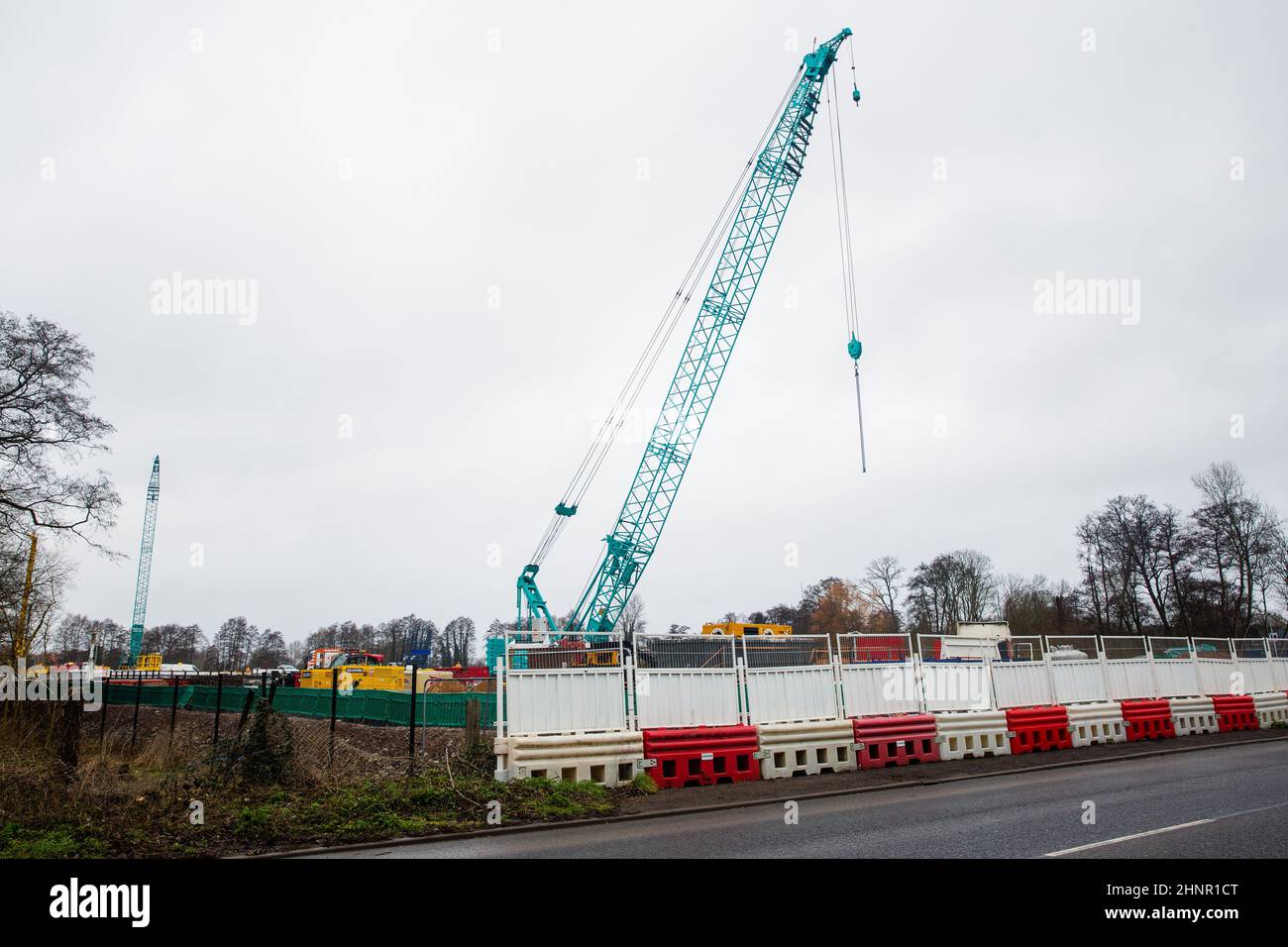 Harefield, UK. 16th February, 2022. Preparatory works for the HS2 high-speed rail link at ...