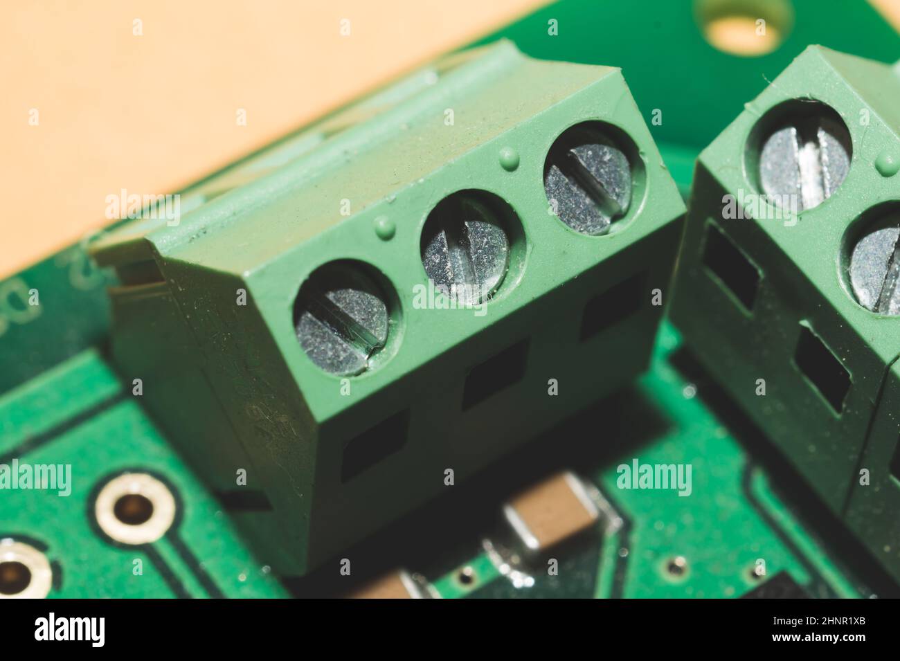 Connectors on motherboard. power pins on the circuit board of computer ...