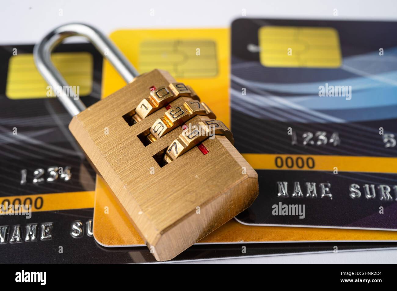 Credit card with password key lock isolated on white background Stock ...