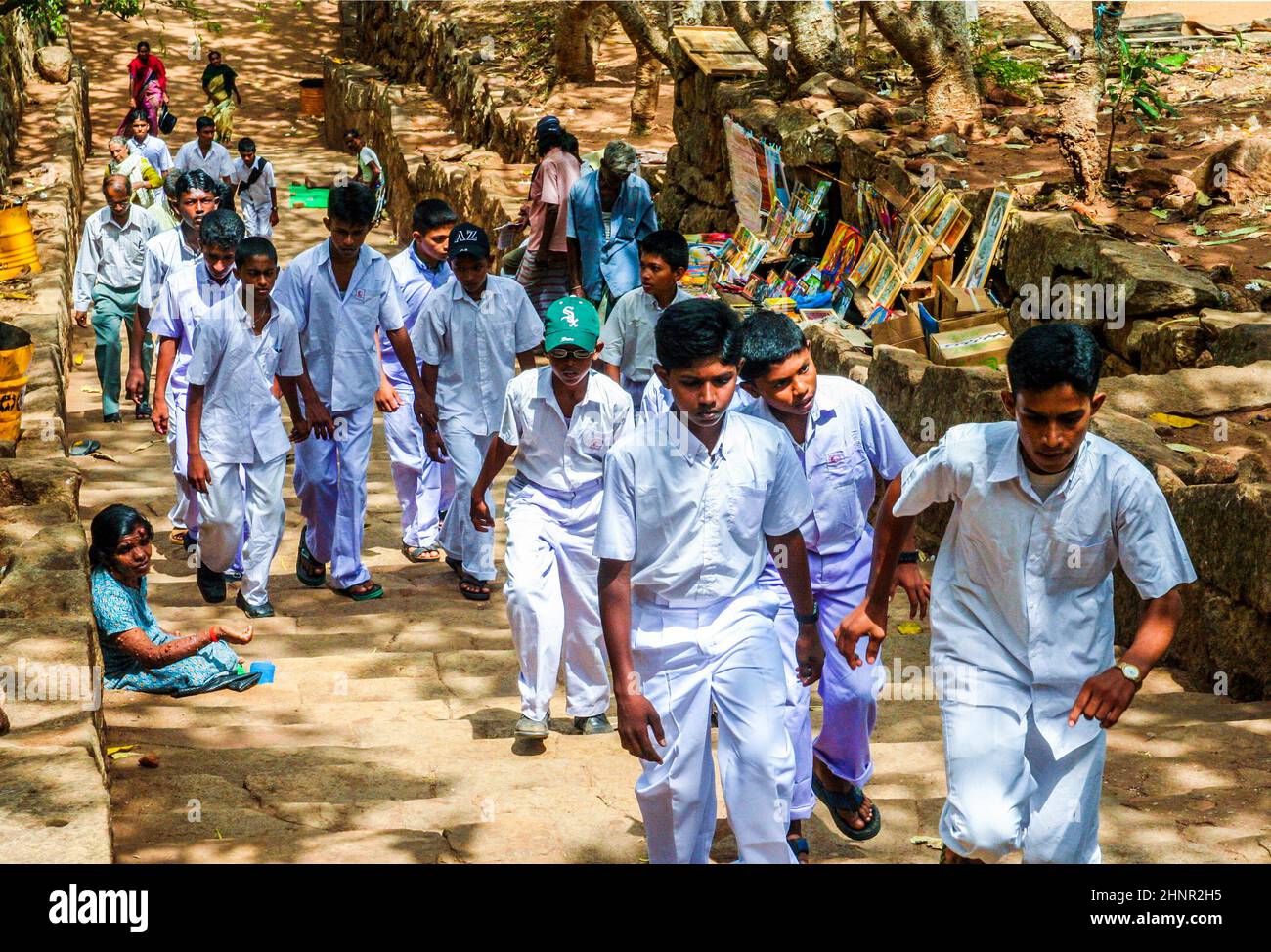 excursion of a school class to the monastery of Mihintale Stock Photo ...