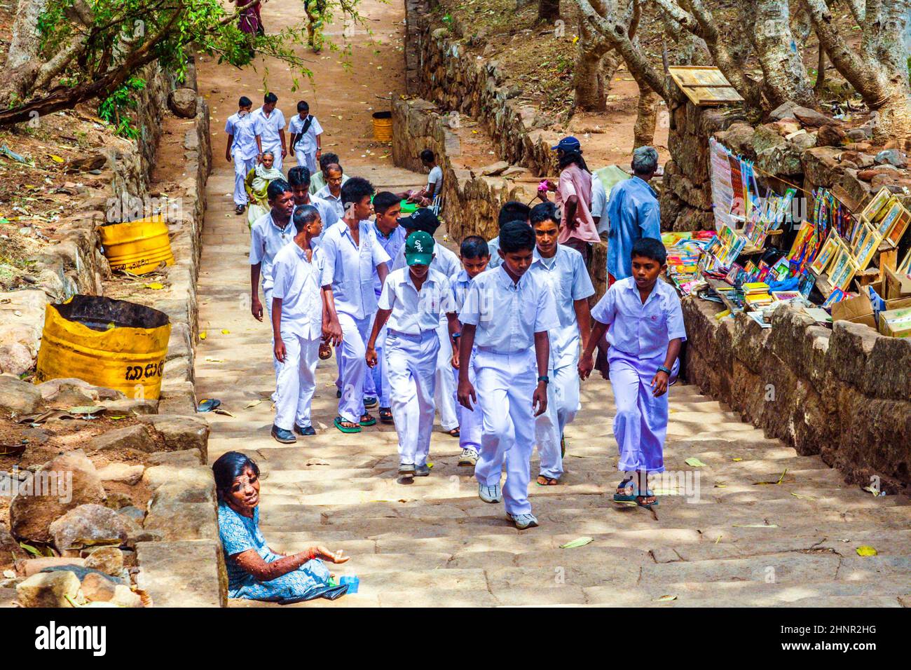 excursion of a school class to the monastery of Mihintale Stock Photo ...