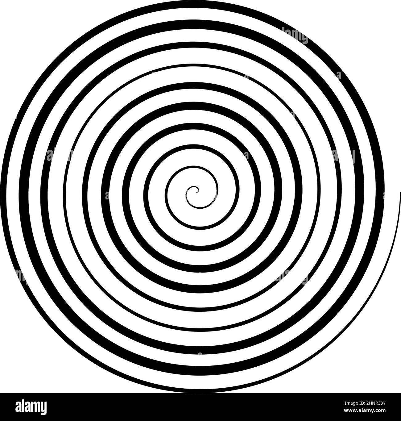 Spiral, swirl, twirl with slight distort, deform effect. Inward volute ...