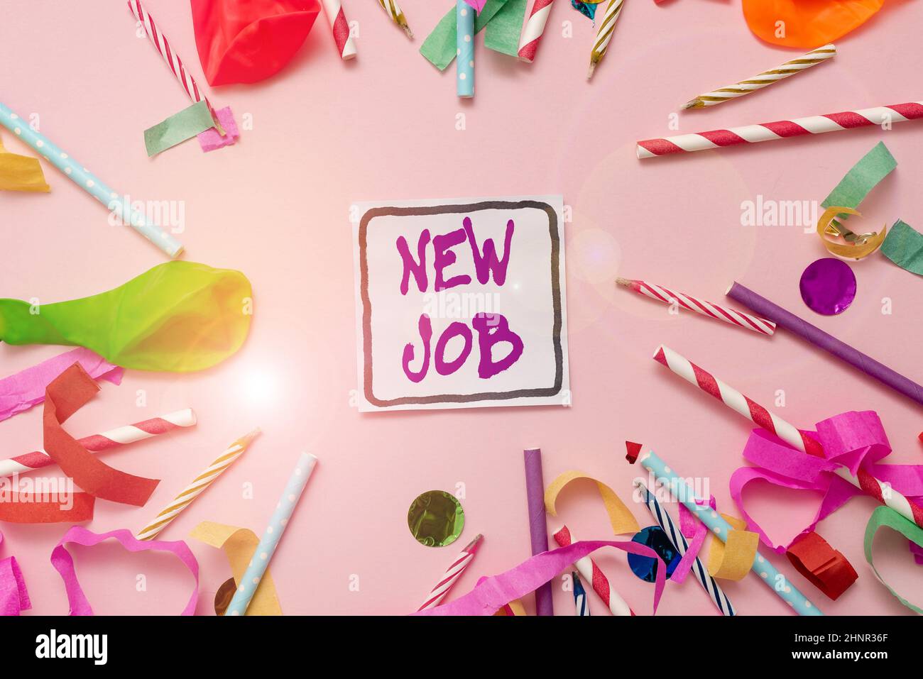 Sign displaying New Job, Business concept recently having paid position ...